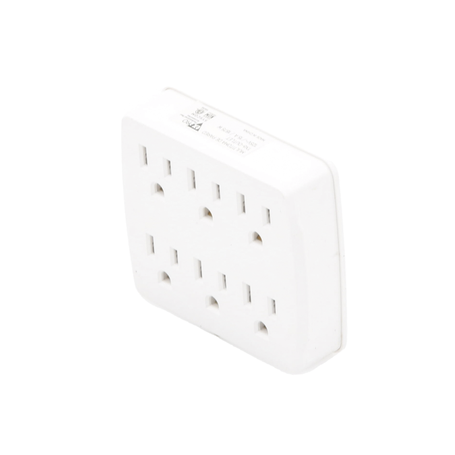 Multicontacto para pared con 6 contactos color blanco,125 V /15 A ...